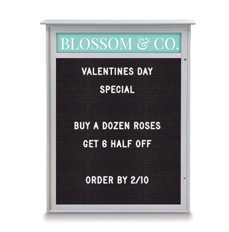 24x24 Outdoor Letter Board Message Center with Header - Single Door ...
